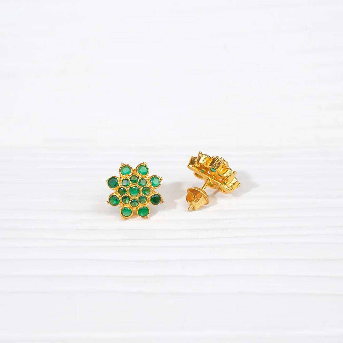 Fine Silver Studs with Emerald – Padmam