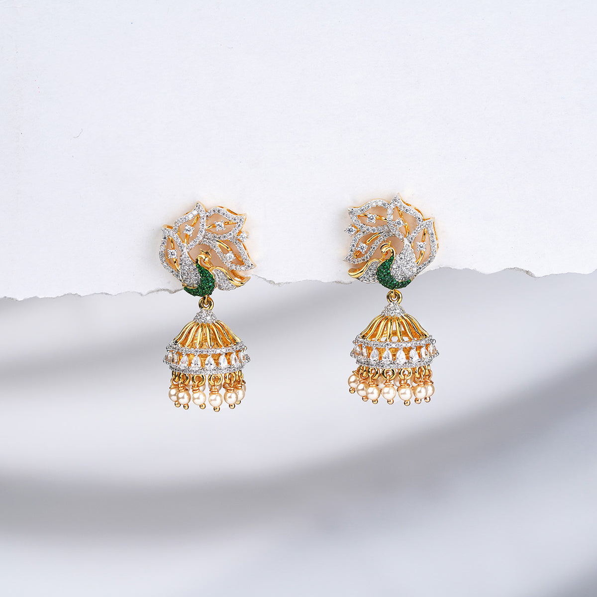 Sterling SIlver Jhumkas with Elegant Peacock Design – Padmam