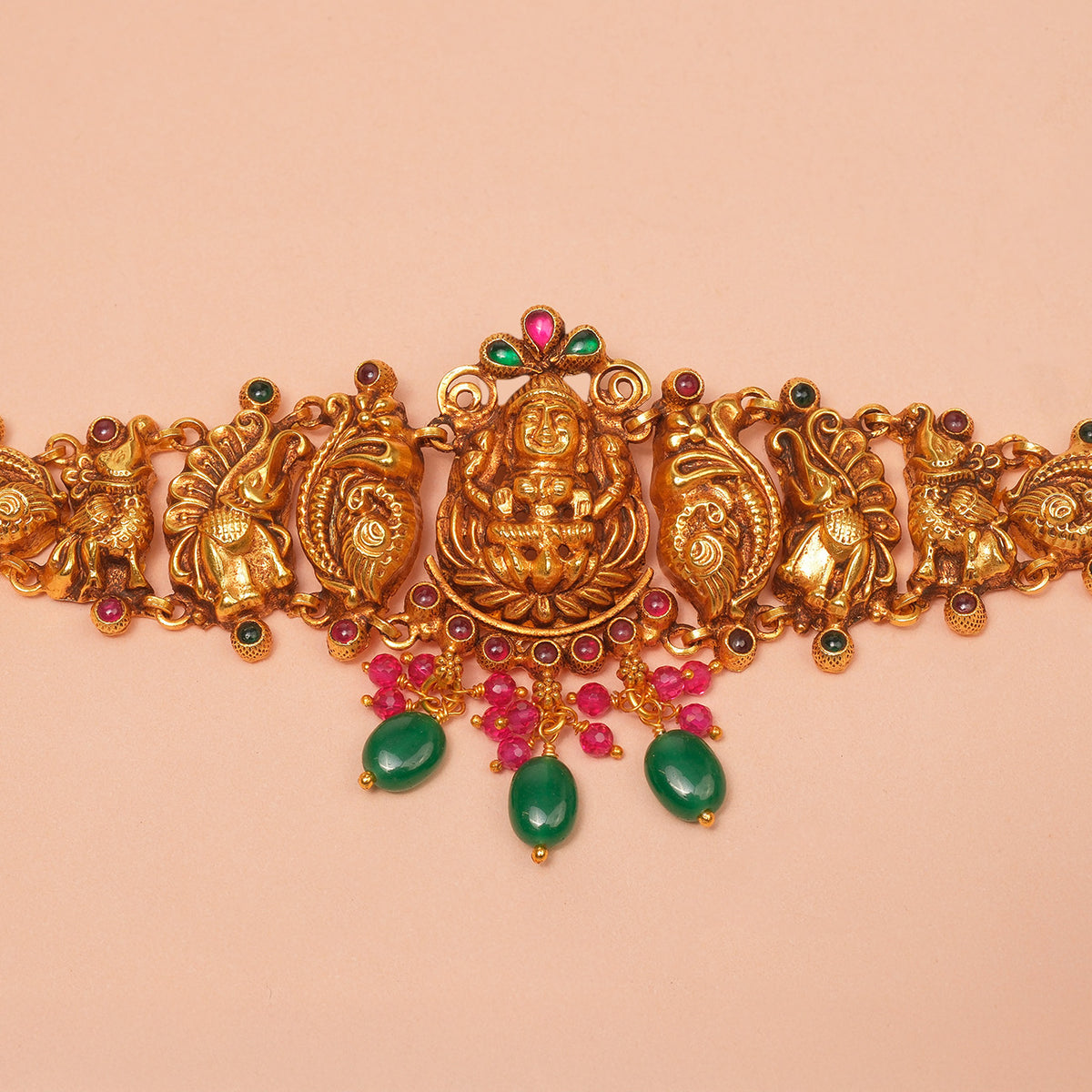 Silver Lakshmi Devi Bhaajubandh with Lion and Elephant Manifestations ...