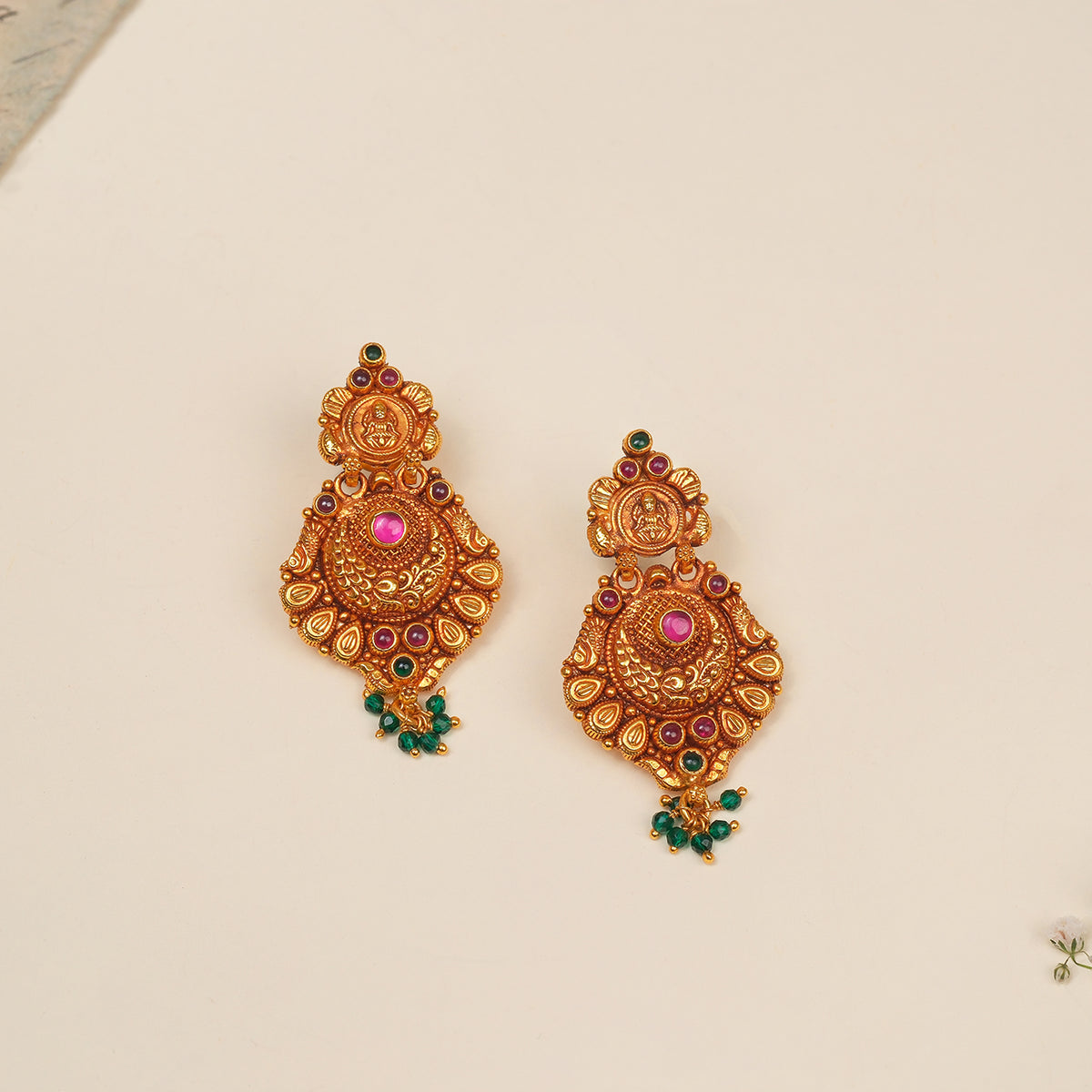 Silver Temple Finish Chandbalis wirh Lakshmi Kasu Stud – Padmam
