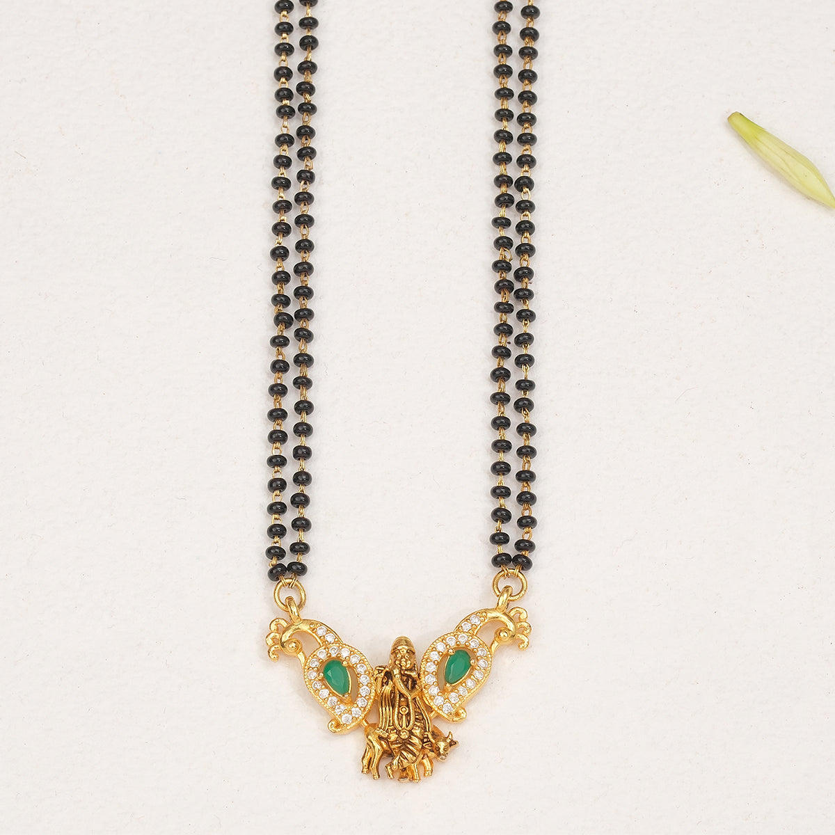 Black Bead Chain with Lord Krishna Pendant – Padmam