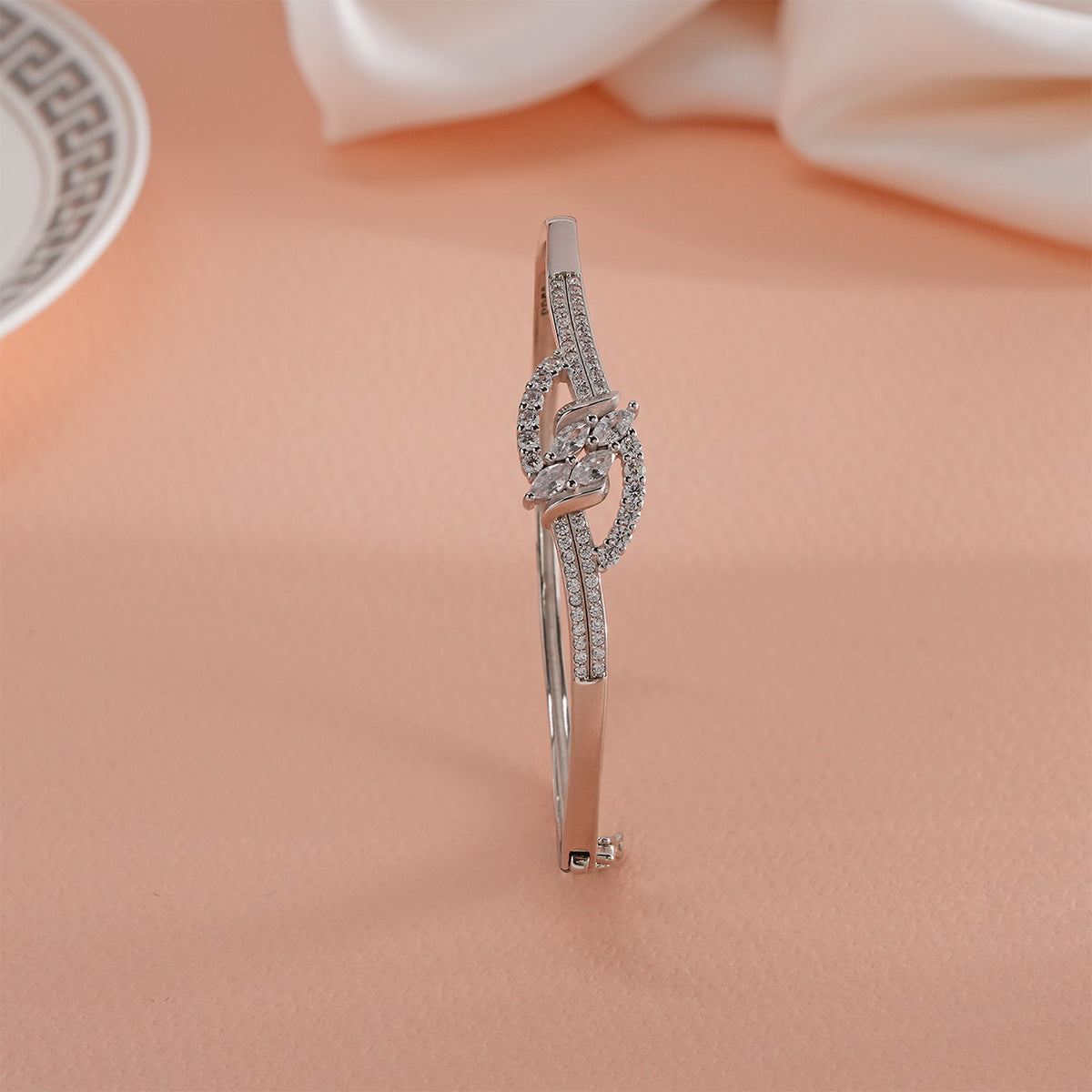 Sleek Silver Bracelet with CZs and Stylish Design – Padmam