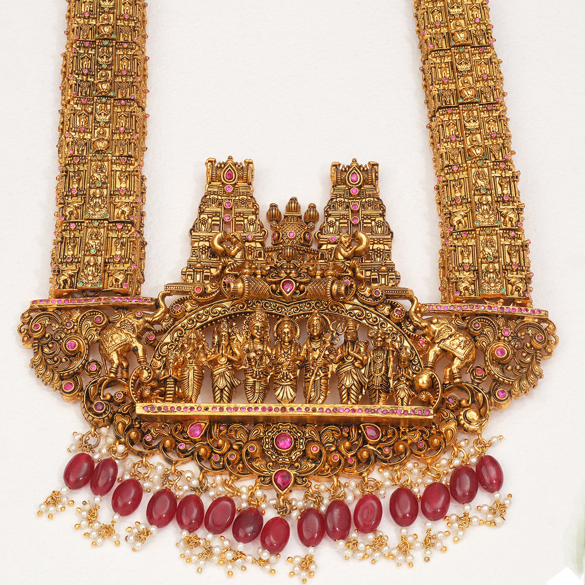Heavy Silver Haaram with Grand Temple Design and Intricate Work – Padmam