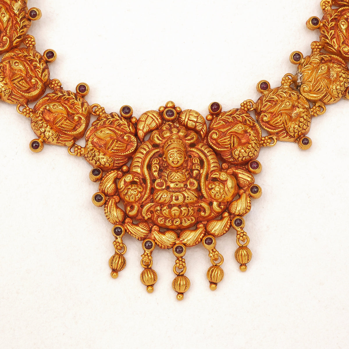 Temple Silver Necklace with Divine Lakshmi Devi Highlight – Padmam