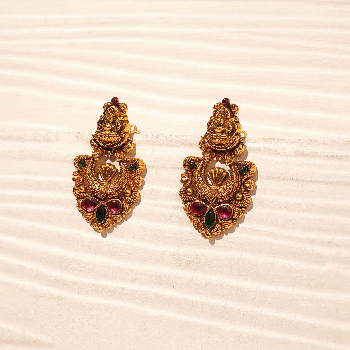 Antique Silver Chandbalis with Lakshmi Devi Detailing – Padmam