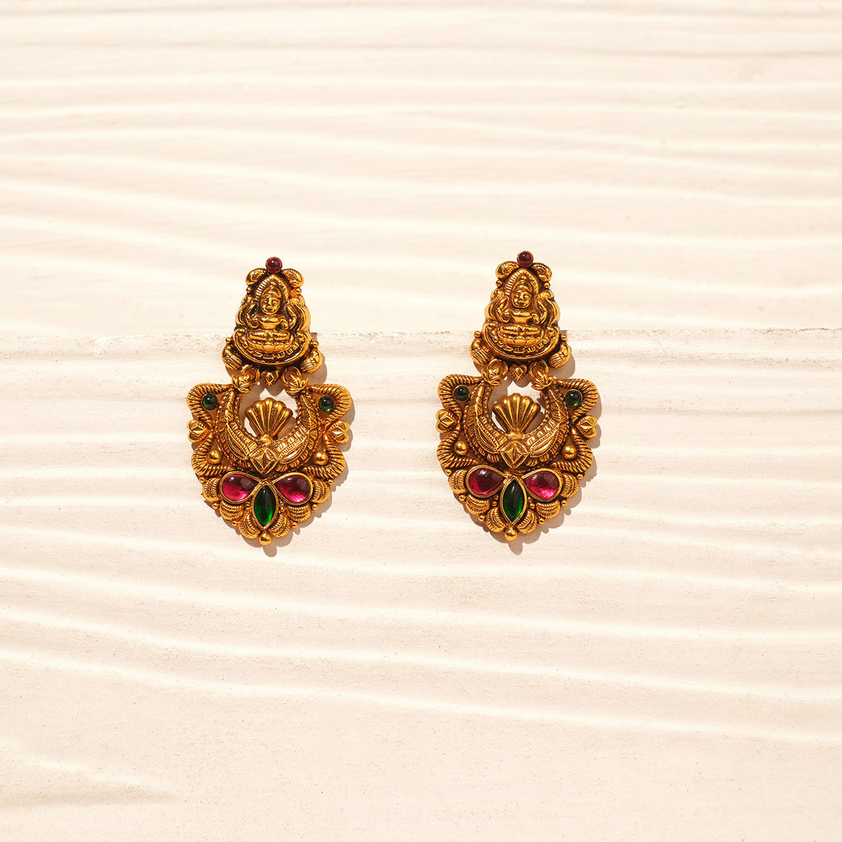 Antique Silver Chandbalis with Lakshmi Devi Detailing – Padmam