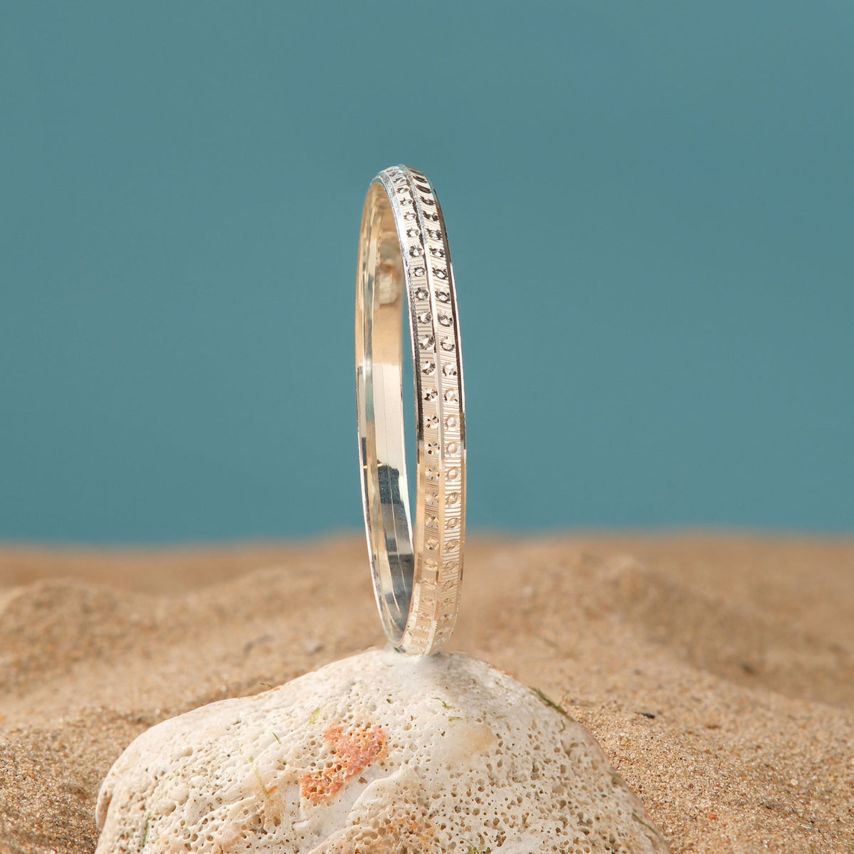 Simple Silver Engraved Kada for Men – Padmam
