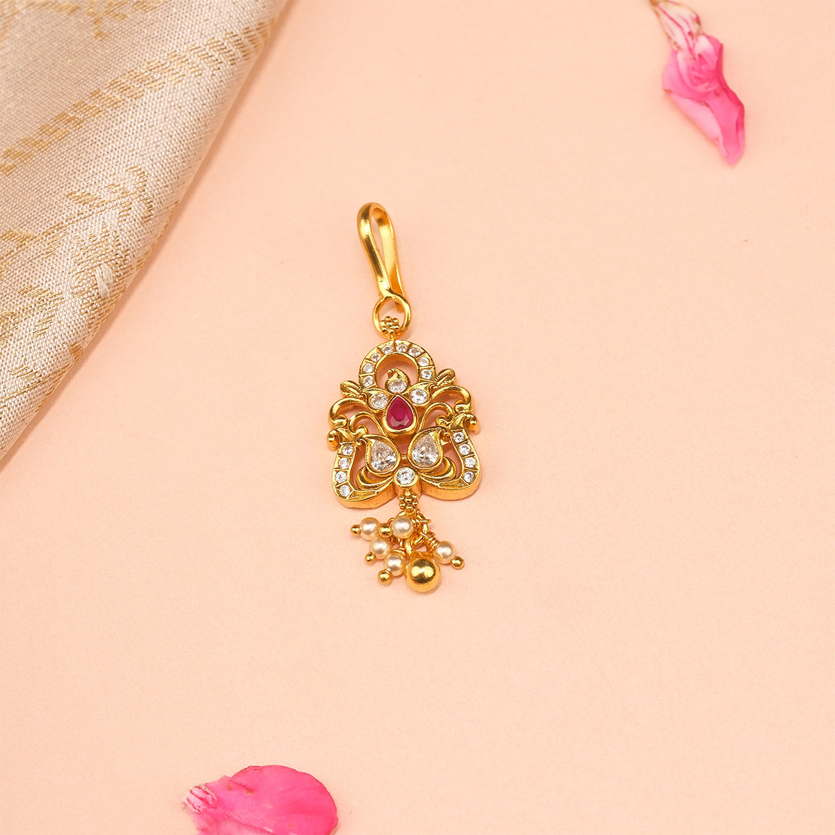 Silver Butterfly Maang Tikka with Kundans – Padmam