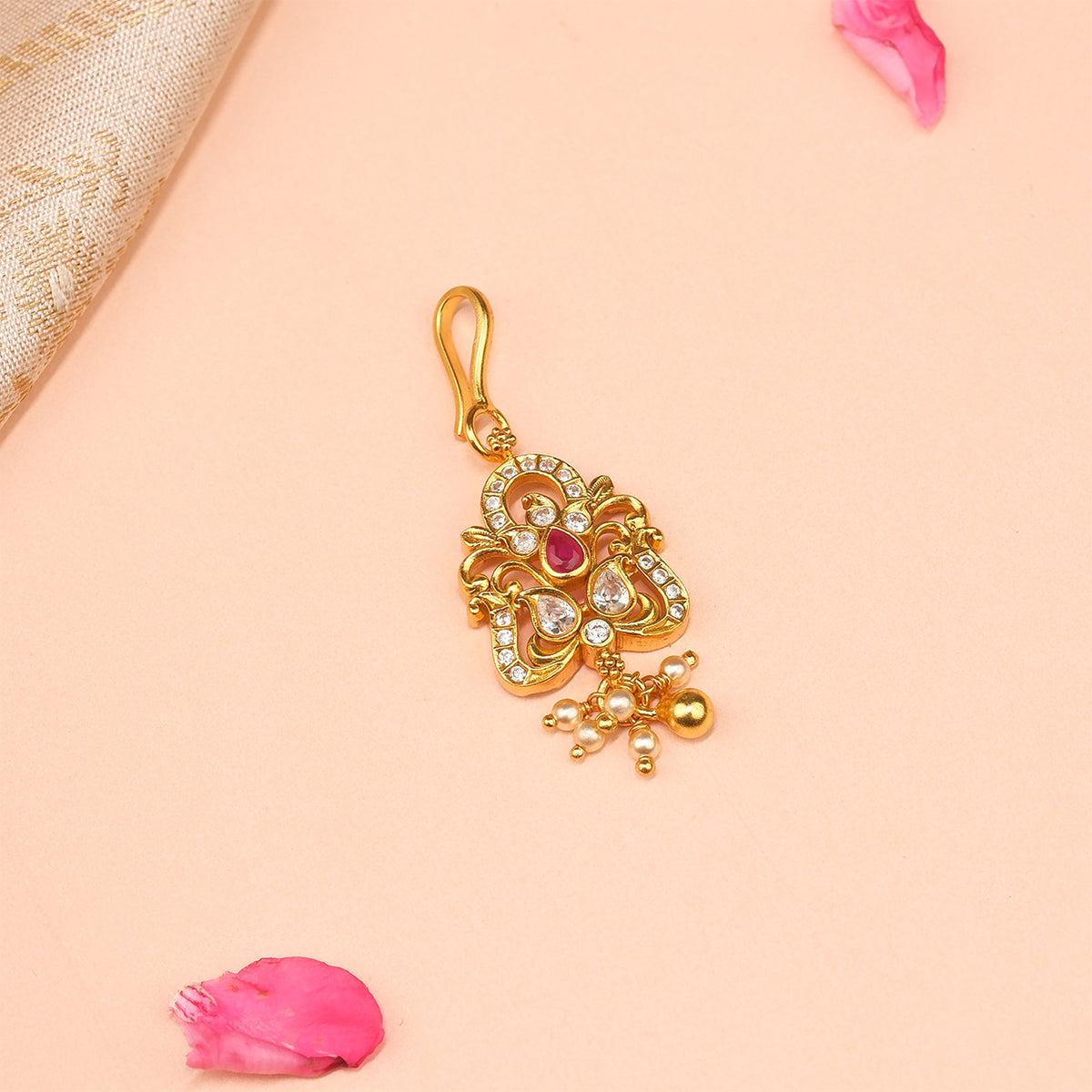 Silver Butterfly Maang Tikka with Kundans – Padmam