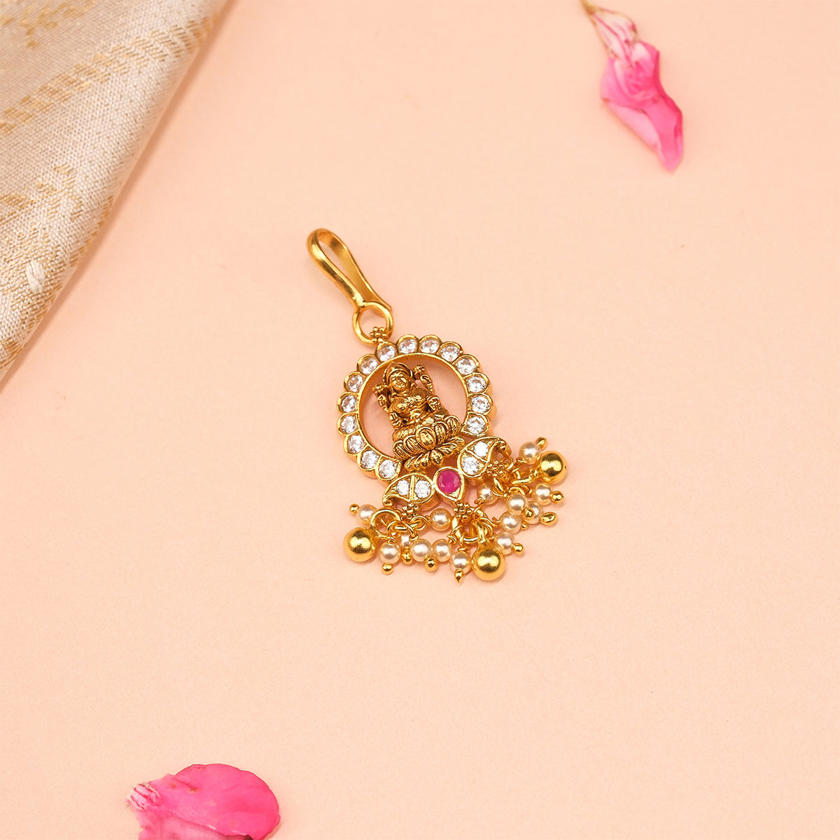Divine Silver Maang Tikka with Antique Lakshmi Devi Design – Padmam