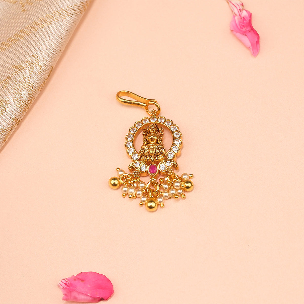 Divine Silver Maang Tikka with Antique Lakshmi Devi Design – Padmam