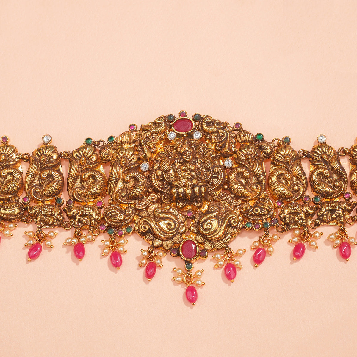 Sleek Silver Vaddanam with Lakshmi Devi Detailing – Padmam