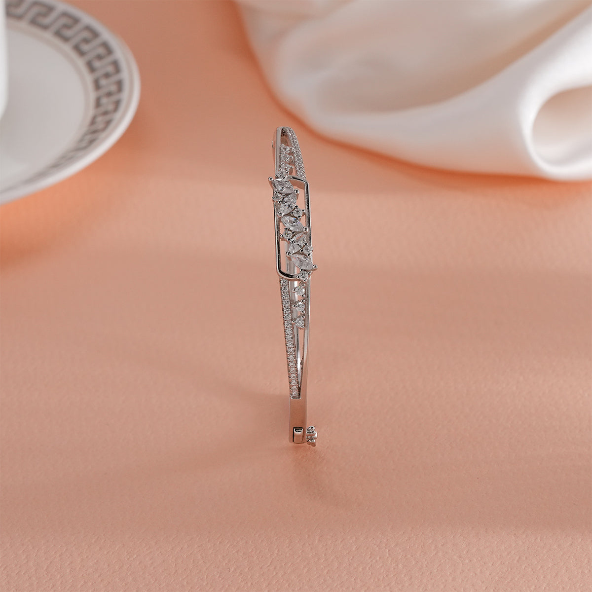 Silver and Stone Bracelet with Modern Design – Padmam