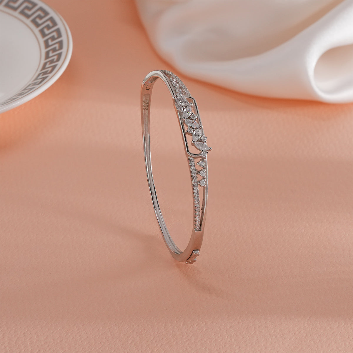Silver and Stone Bracelet with Modern Design – Padmam