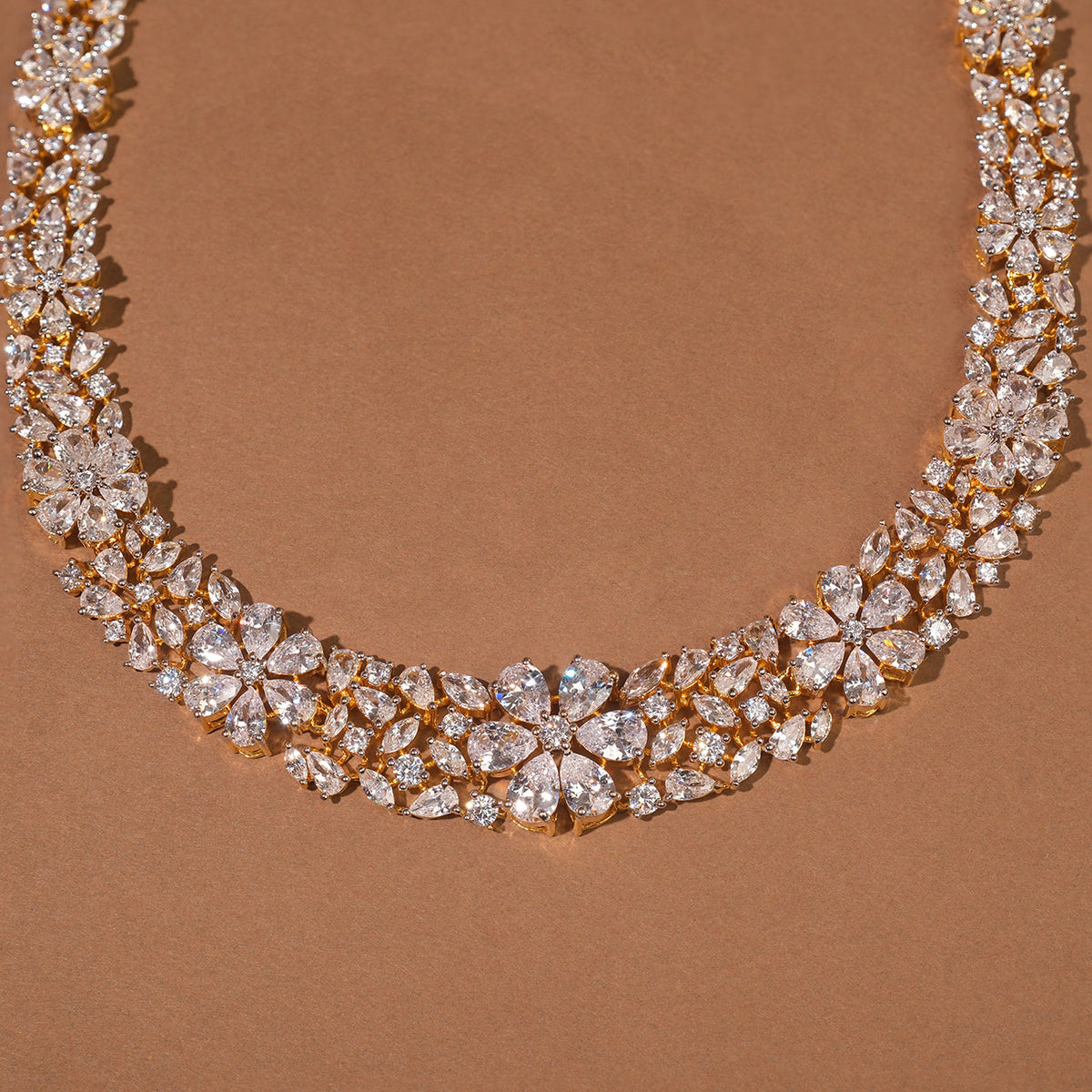 Silver Kundan Necklace with Intricate Floral Design – Padmam